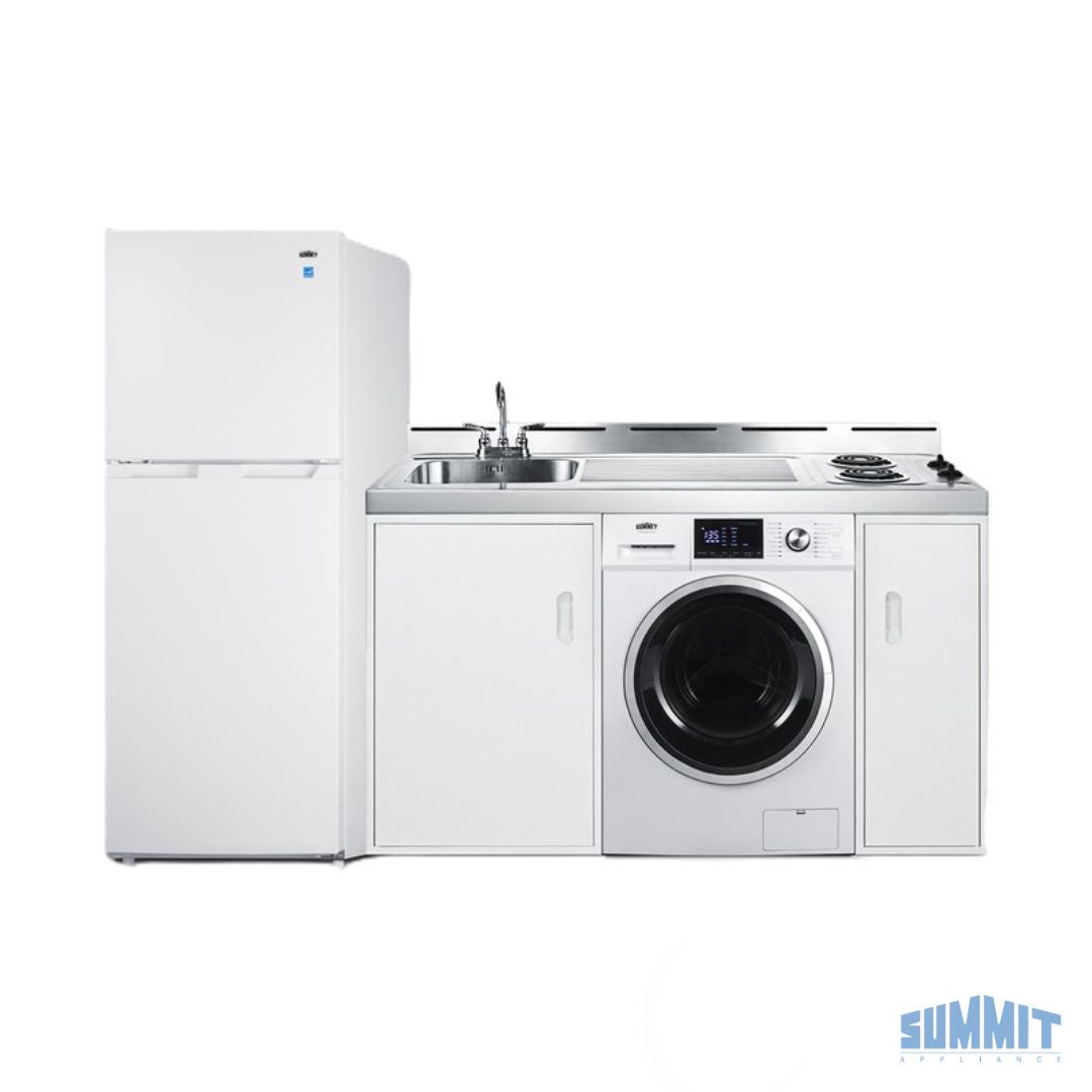 Summit White 83" Wide All-In-One Kitchenette with Washer/Dryer Combo ...